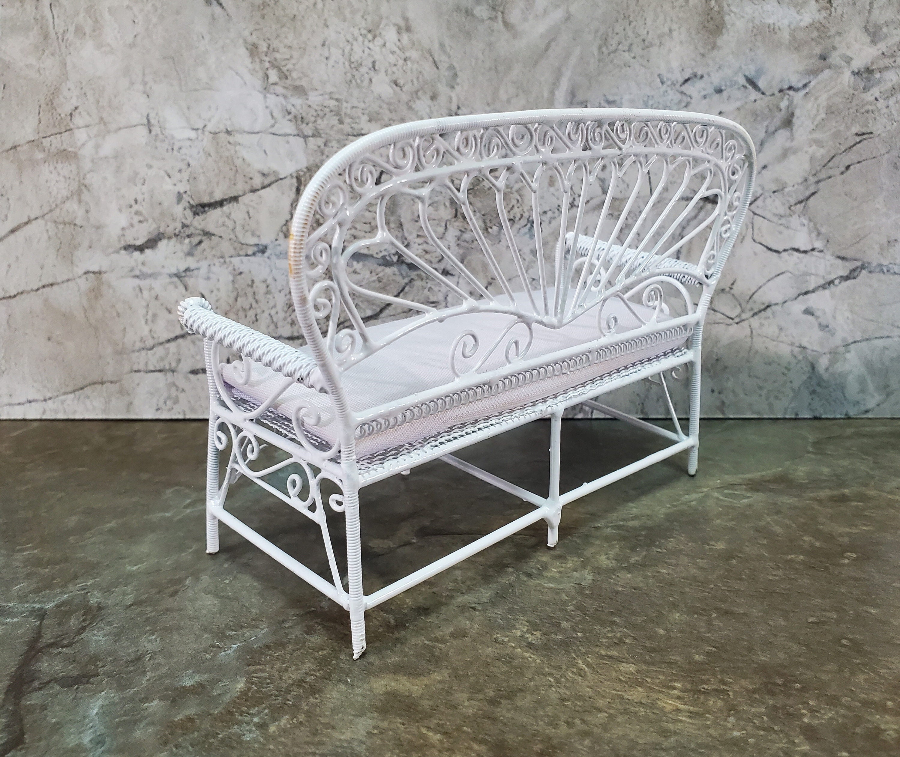 Dollhouse Patio Settee Sofa White Metal 1:12 Scale Miniature - Etsy