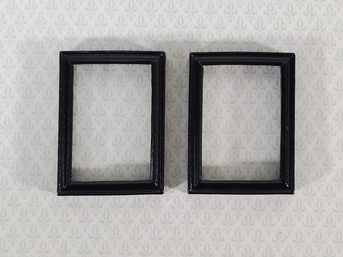 Dollhouse Picture Frame Set of 2 Small Black for Paintings 1:12 Scale ...