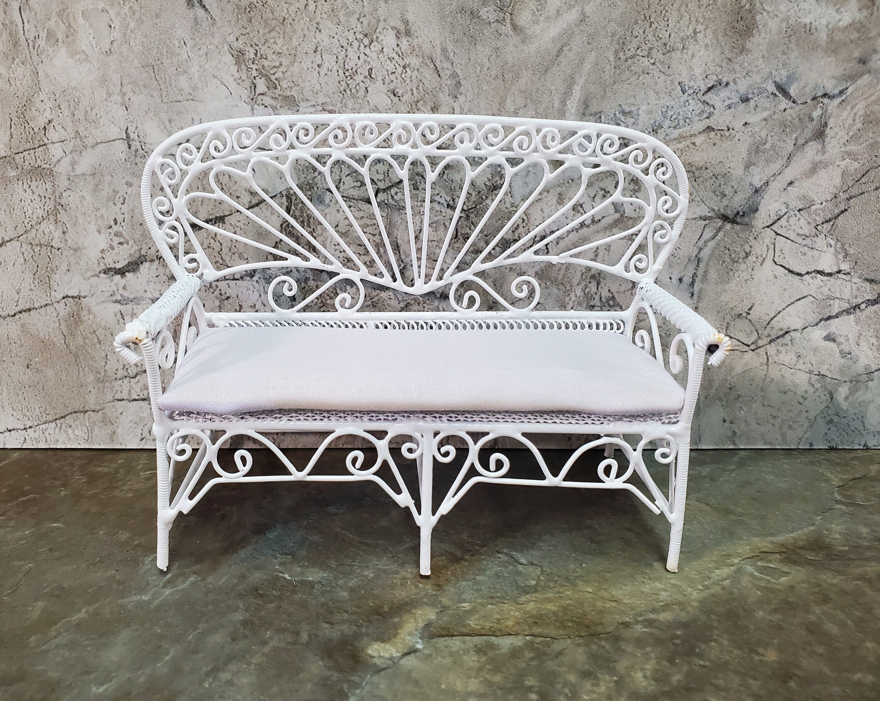 Dollhouse Patio Settee Sofa White Metal 1:12 Scale Miniature - Etsy