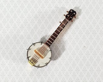 NICE 1:12 Scale Dollhouse Miniature Realistic Banjo Musical Instrument ...