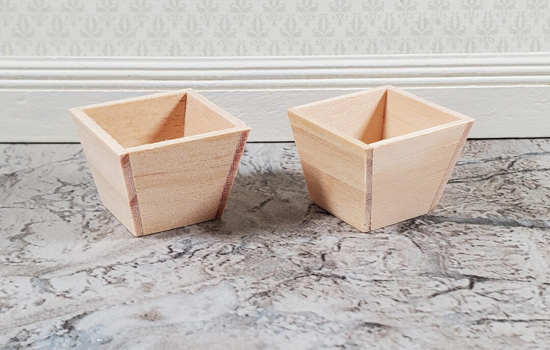 Dollhouse Small Box Planter Wood Square Set of 2 1:12 Scale by Falcon ...