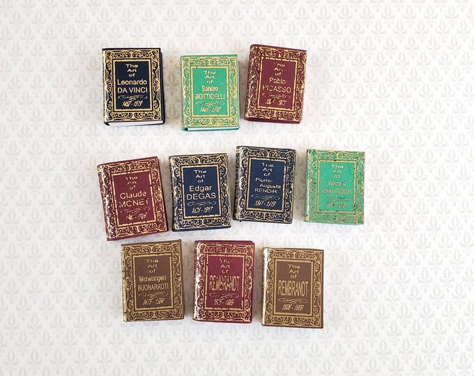 Dollhouse Miniature Book Set X10 Artists 1:12 Scale Books blank Inside ...