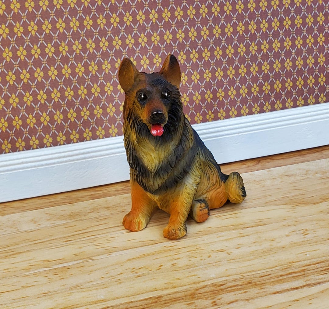 Dollhouse Dog German Shepherd Sitting Large 1:12 Scale Miniature Animal ...