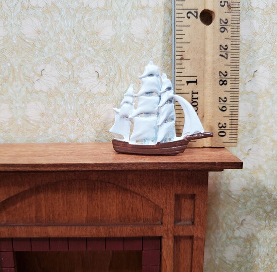 Dollhouse Tall Model Ship Statue Boat 1:12 Scale Miniature Painted ...