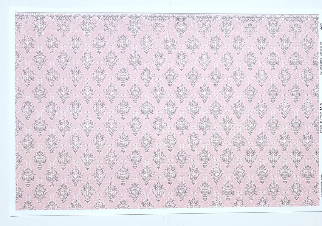 Dollhouse Wallpaper Peachy Pink Victorian 1:12 Scale Miniature by Itsy ...