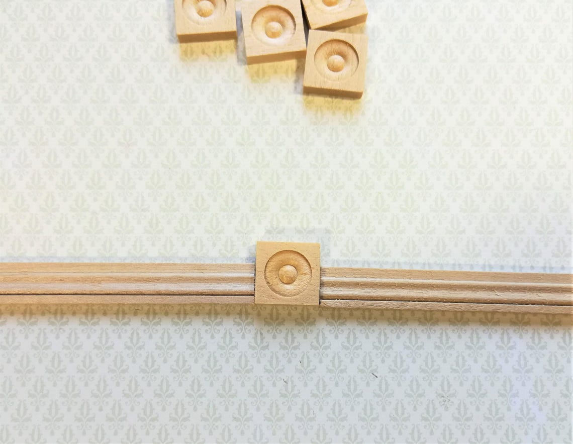 Dollhouse Miniature Square Corner Head Blocks 12 Pieces Wood 1:12 Scale ...
