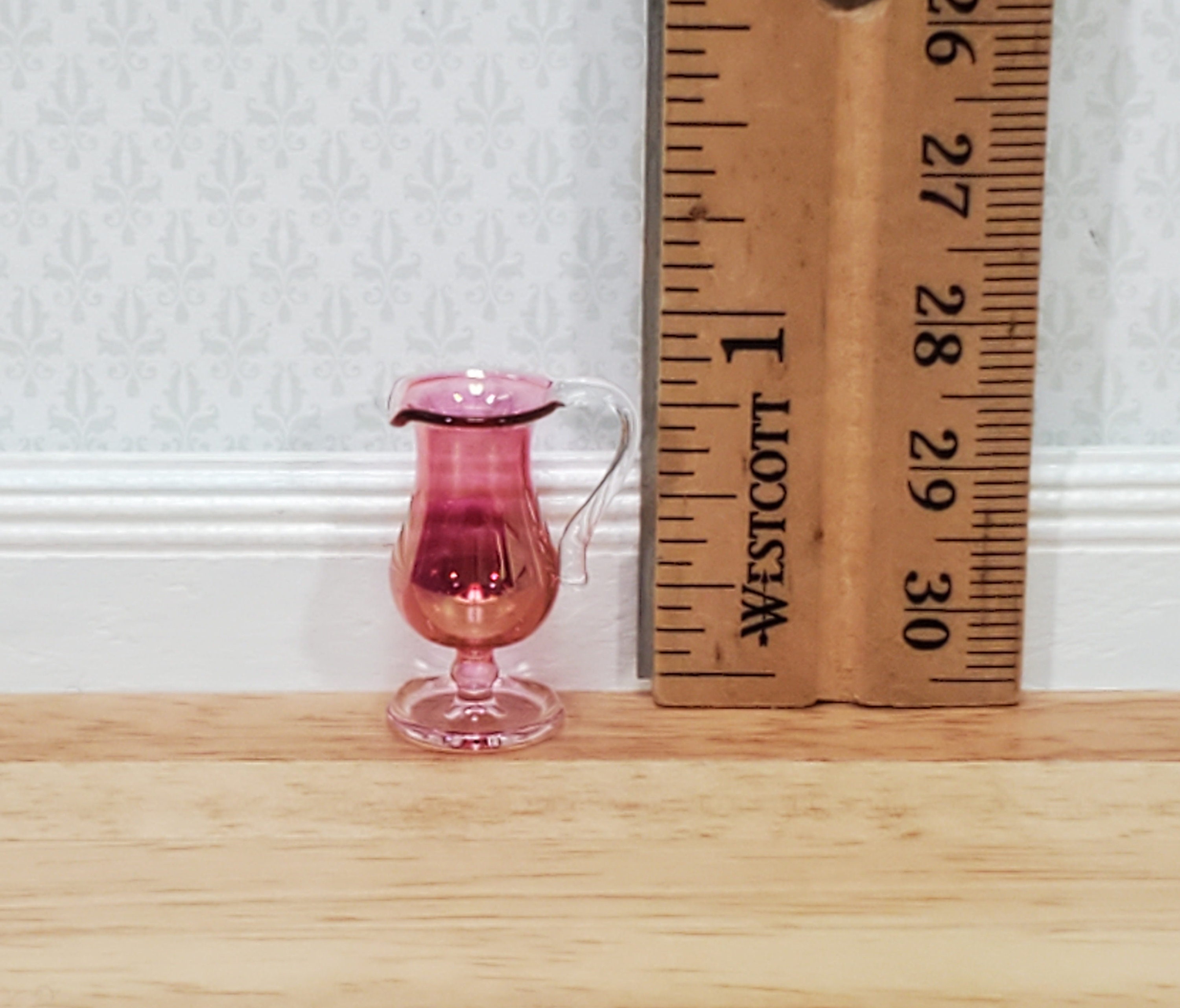 Dollhouse Pedestal Pitcher With Handle Cranberry Glass 1:12 - Etsy