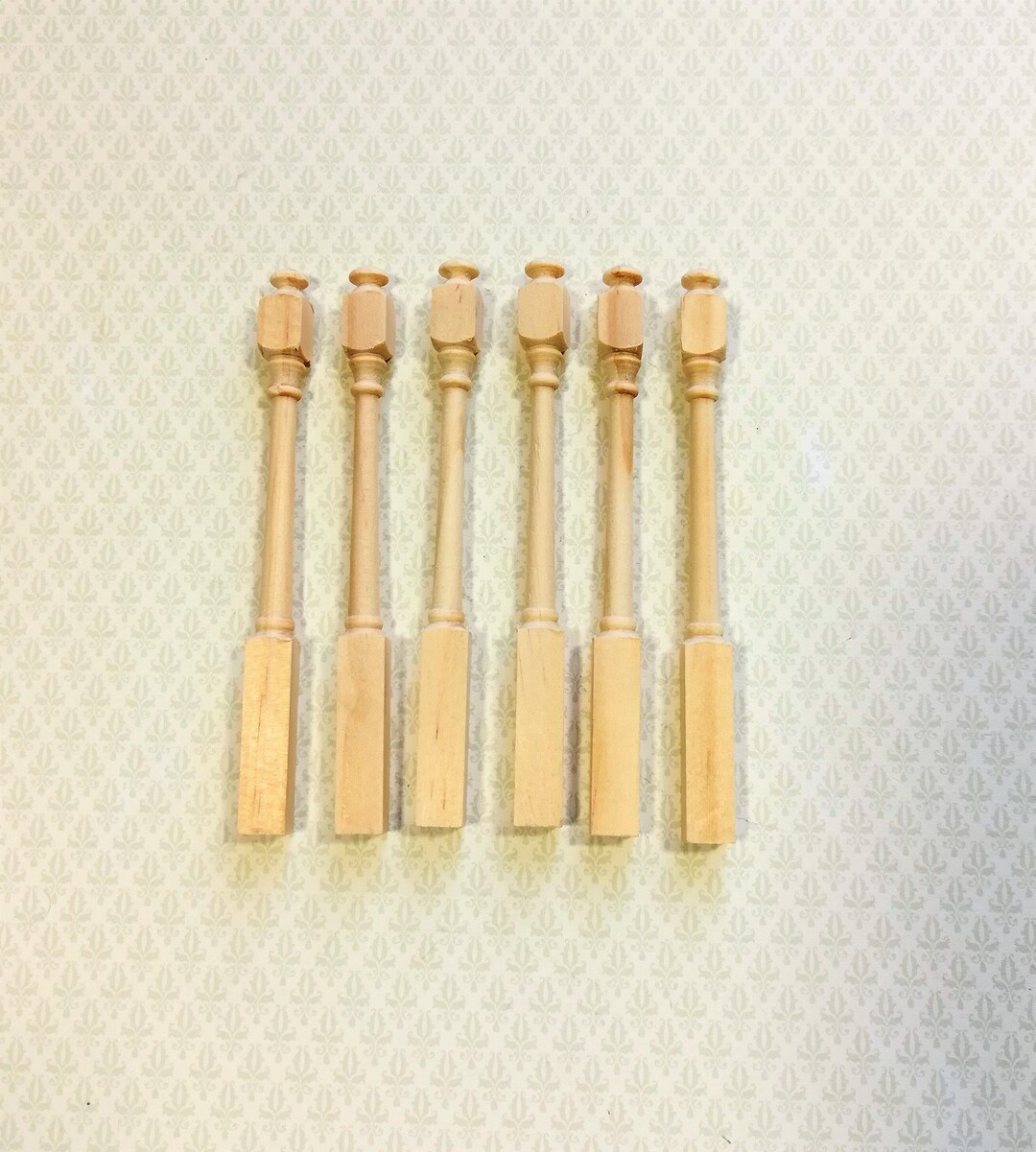Dollhouse Miniature Spindles Newel Posts Wood Tall Narrow 6 Pieces 1:12 ...
