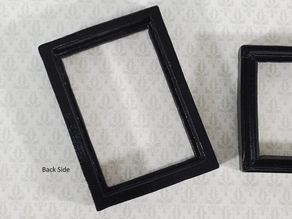 Dollhouse Picture Frame Set of 2 Small Black for Paintings 1:12 Scale ...