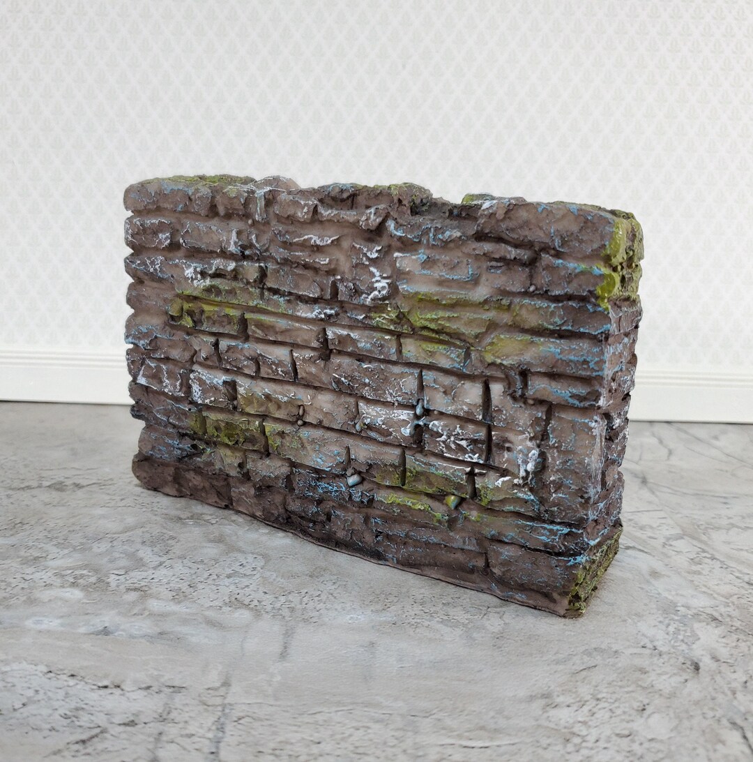 Miniature Aged Stone Wall for Garden 1:12 Scale Scenery 4.5" X 3" Resin ...