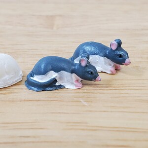 6 Tiny Mice Rats for Dollhouses White & Gray White 1:12 Scale ...