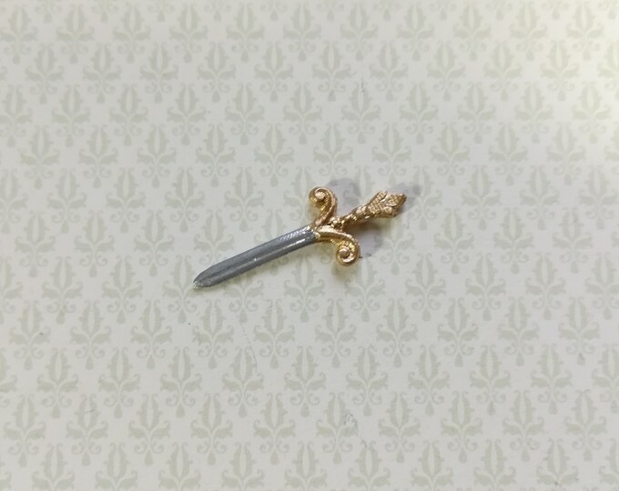 Dollhouse Miniature Dagger Short Sword 1:12 Scale Weapon Painted Metal ...
