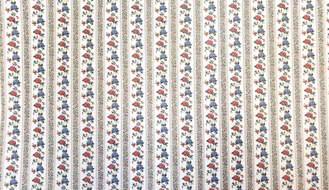 Dollhouse Wallpaper Hydrangea Striped 3 Sheets Minigraphics kismet ...