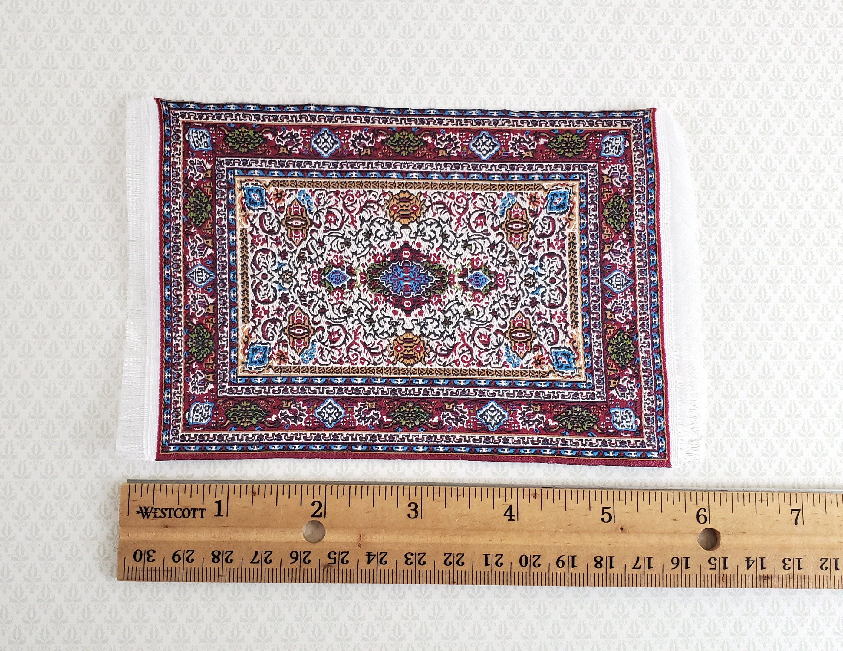 Dollhouse Miniature Rug Small Maroon 6 1/4 X 3 3/4 - Etsy