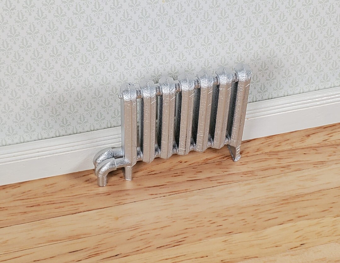 Miniature Radiator Silver Classic Style 1:12 Scale Prop Dollhouse ...
