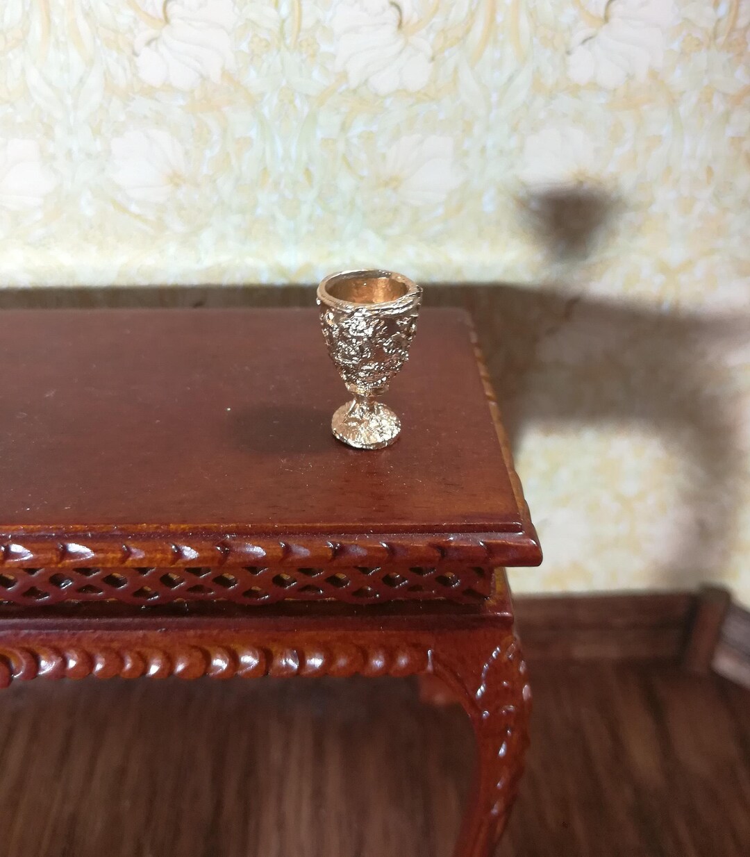 Dollhouse Miniature Goblet Gold (faux) Ornate Metal 1:12 Scale Hand ...