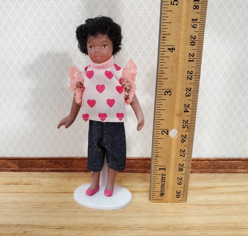 Dollhouse Modern Girl Black Brown Doll Daughter Sister Porcelain ...