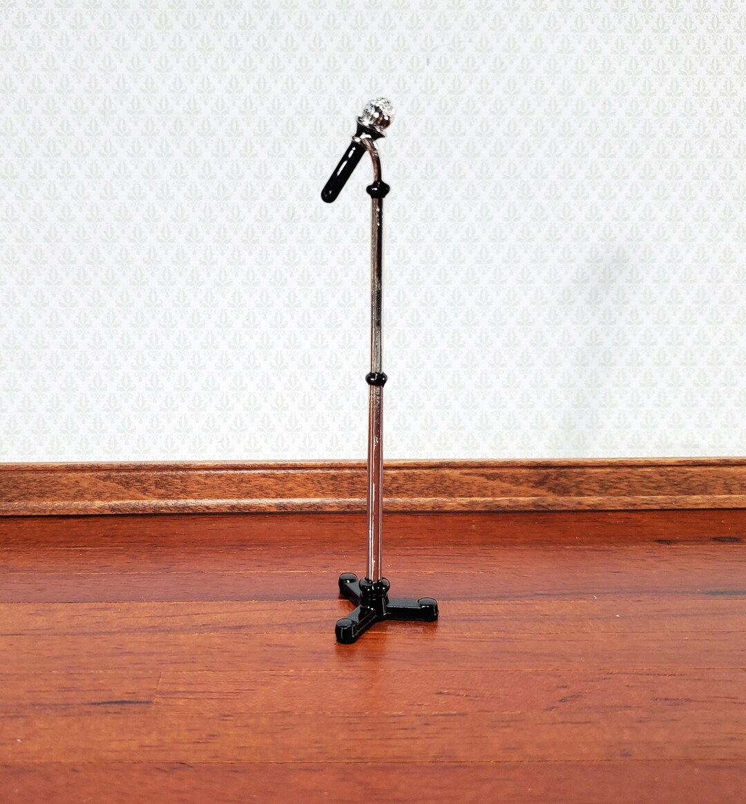 Miniature Modern Microphone on Stand Metal 1:12 Scale 3 5/8" Tall - Etsy