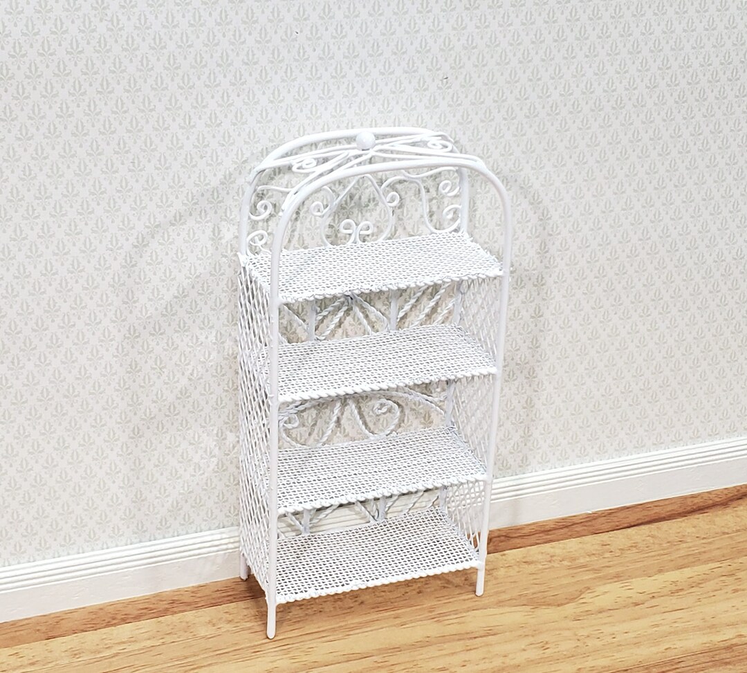 Dollhouse Shelves White Metal Wire Bookcase Bookshelf 1:12 Scale ...