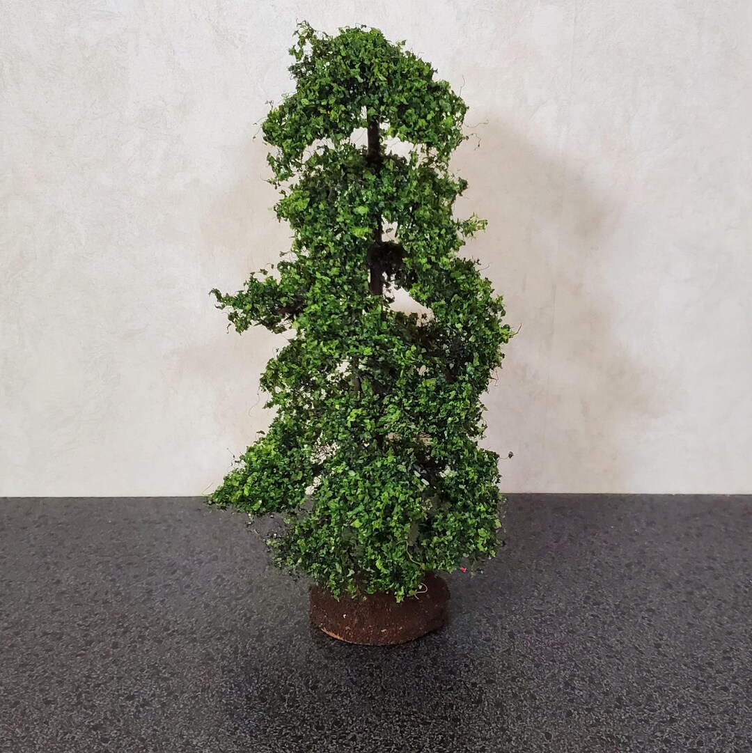 Miniature Flowering Tree or Shrub Large GREEN on Base Scenery 8" Tall ...