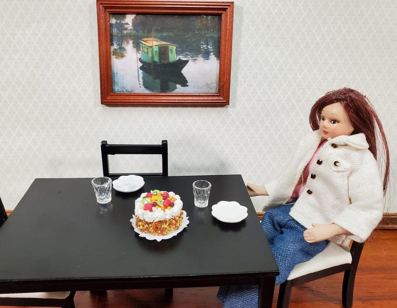 Dollhouse Cake Round With Fruit and Nuts 1:12 Scale Miniature Food ...