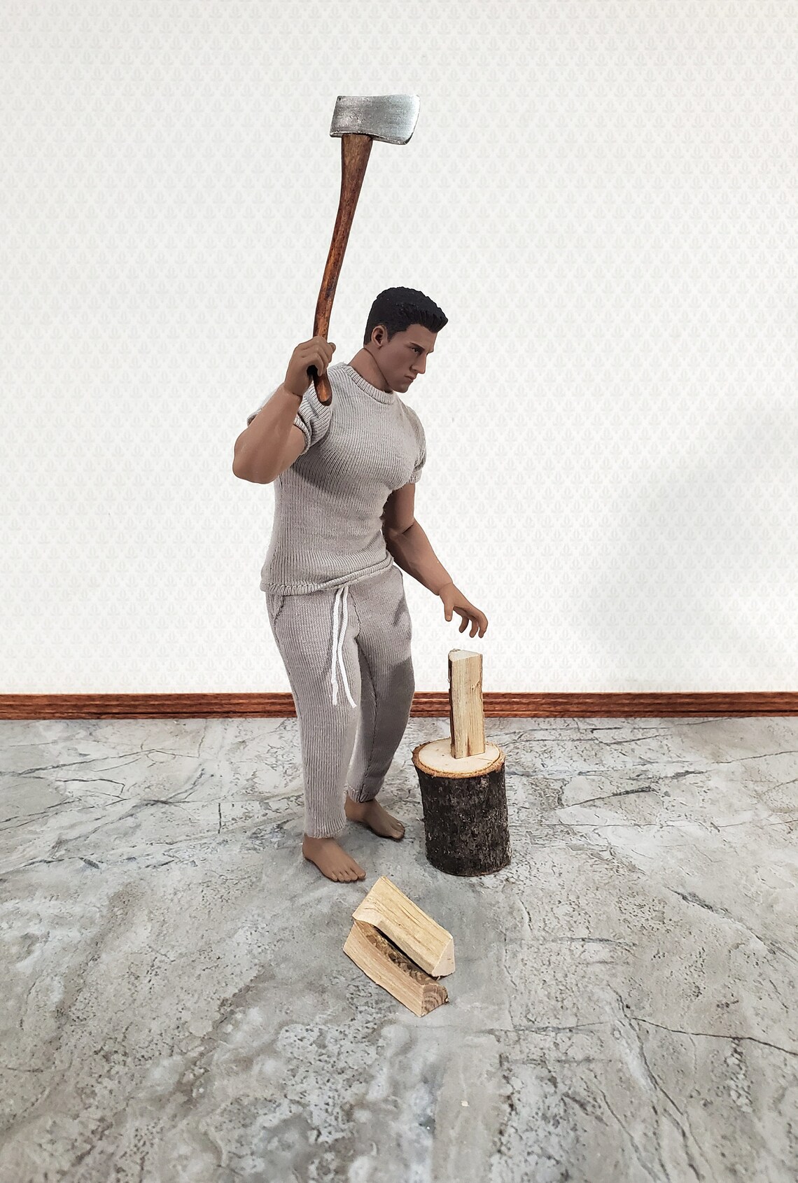 Dollhouse Axe Wood Chopping Logs Set Set 1:12 Scale Miniatures - Etsy