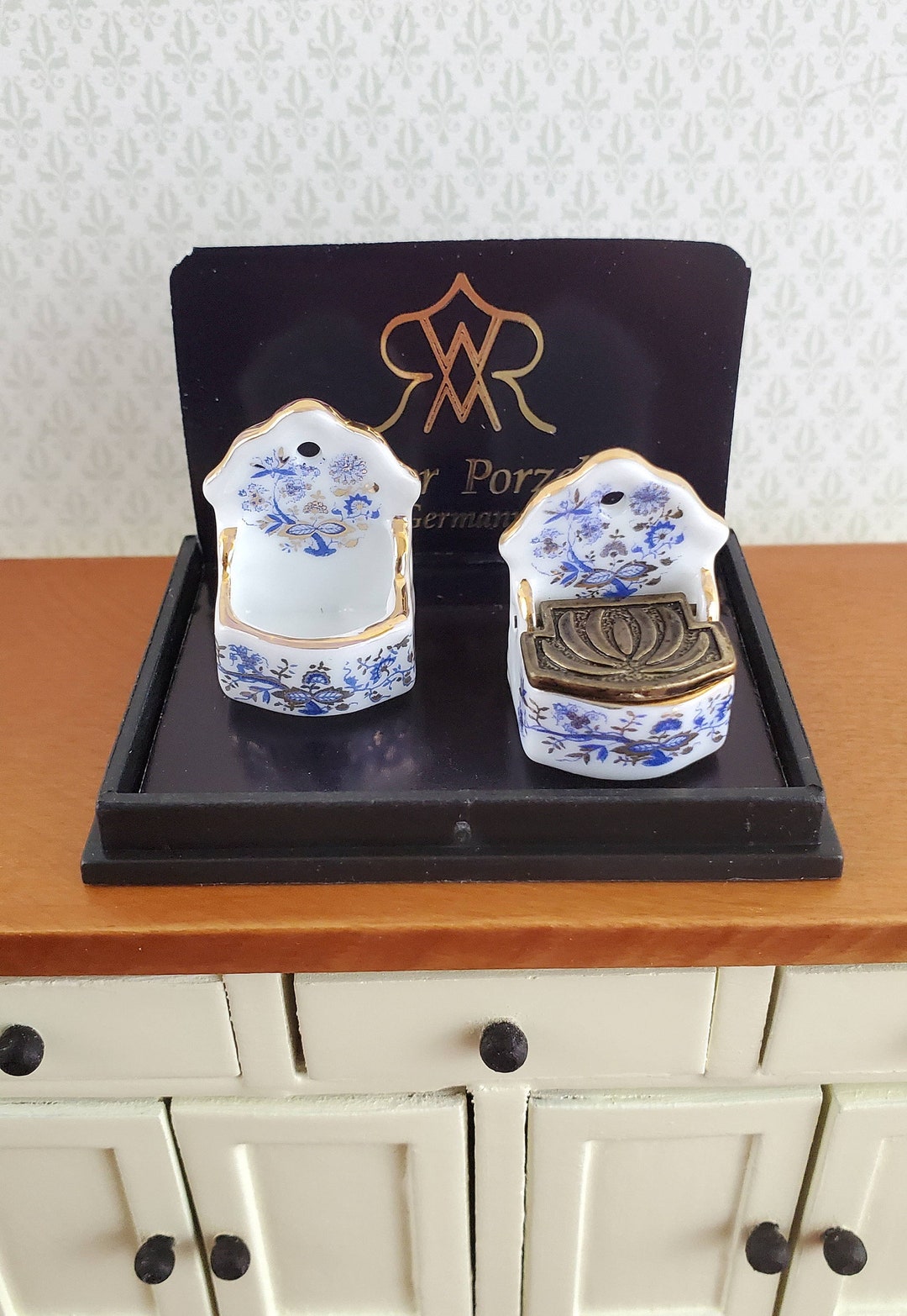 Dollhouse Miniature Salt Cellars Reutter Porcelain 1:12 Scale Blue ...