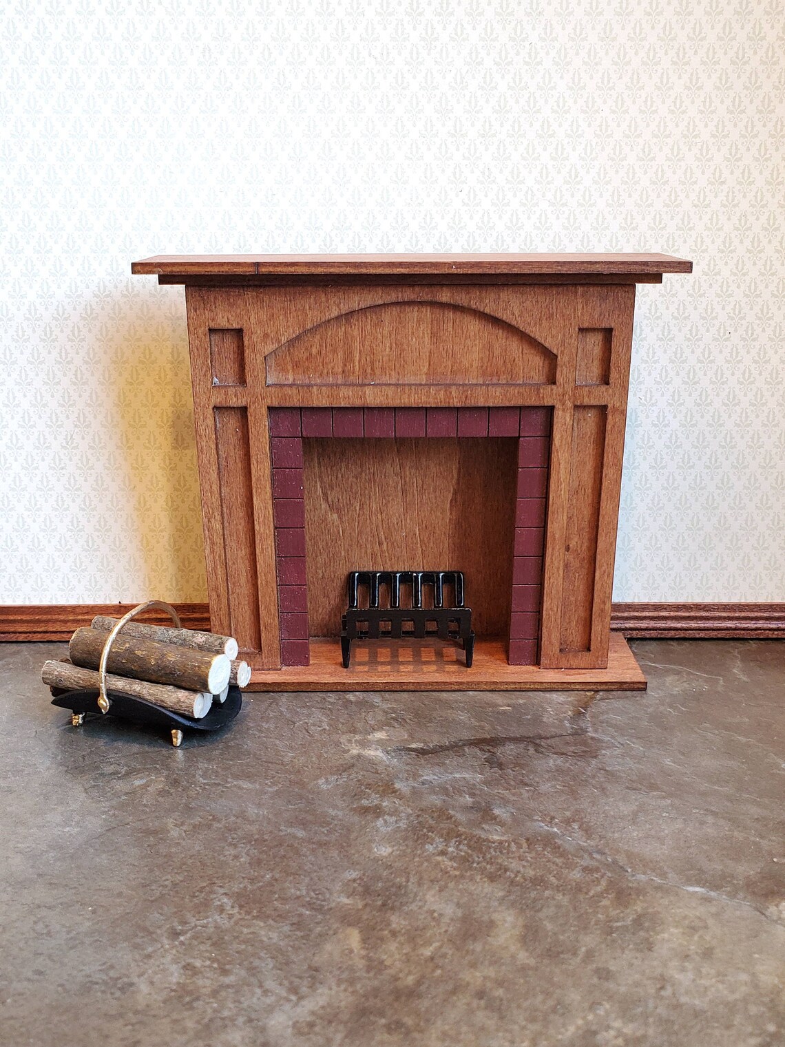 Dollhouse Miniature Fireplace Log Rack Holder With Logs Black - Etsy