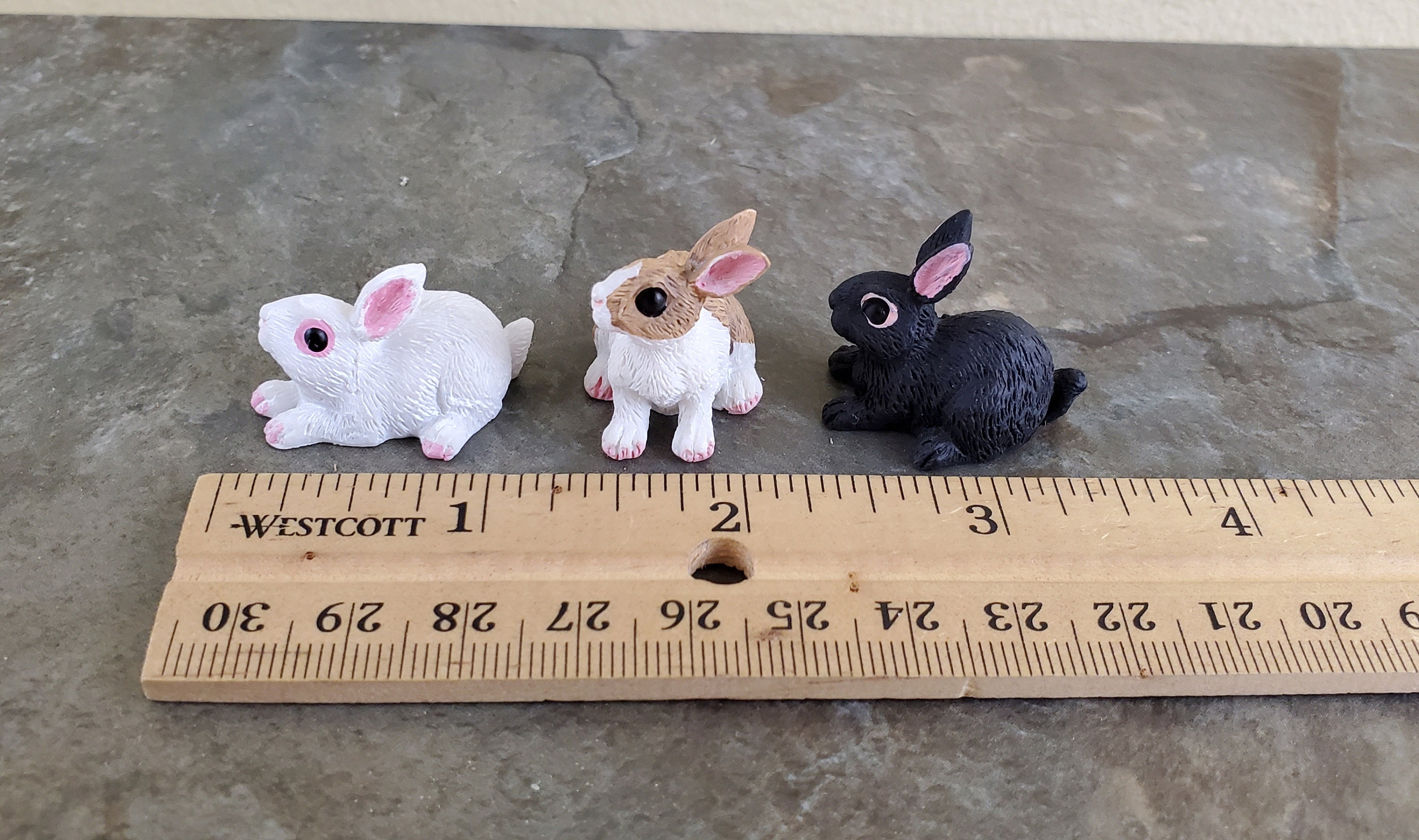 Dollhouse Miniature Bunny Rabbits Set of 3 1:12 Scale Pet | Etsy