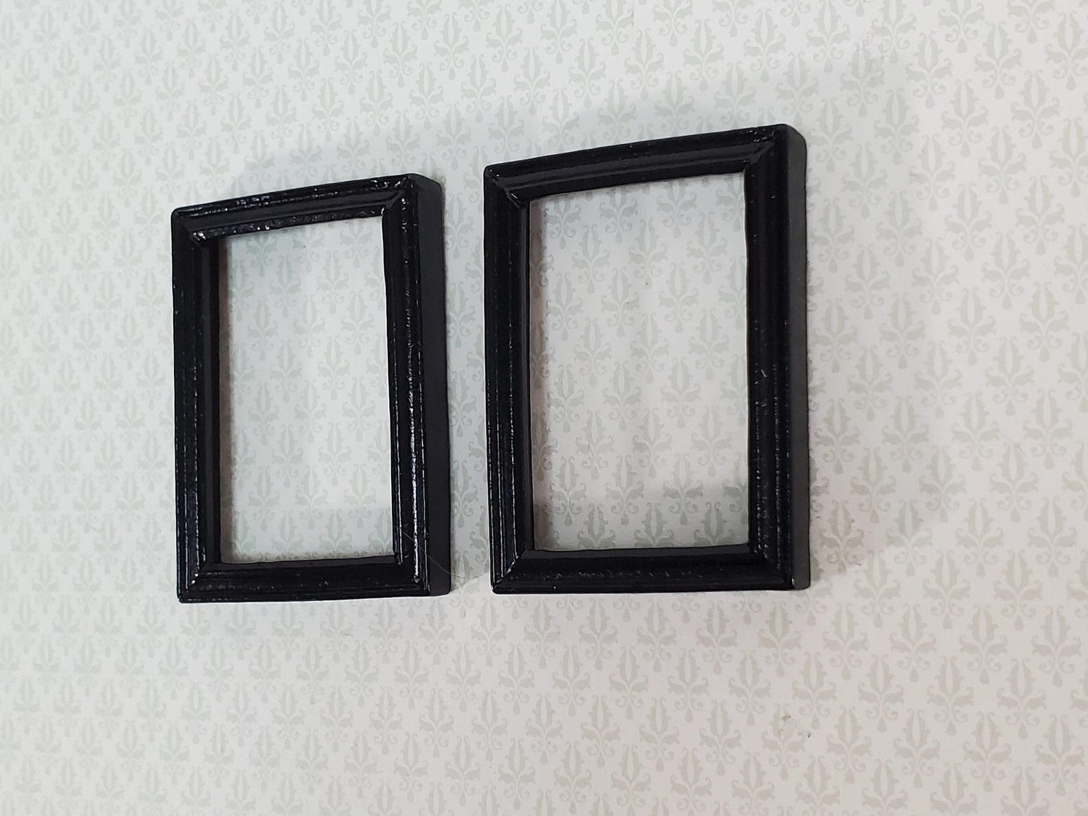 Dollhouse Picture Frame Set of 2 Small Black for Paintings 1:12 Scale ...