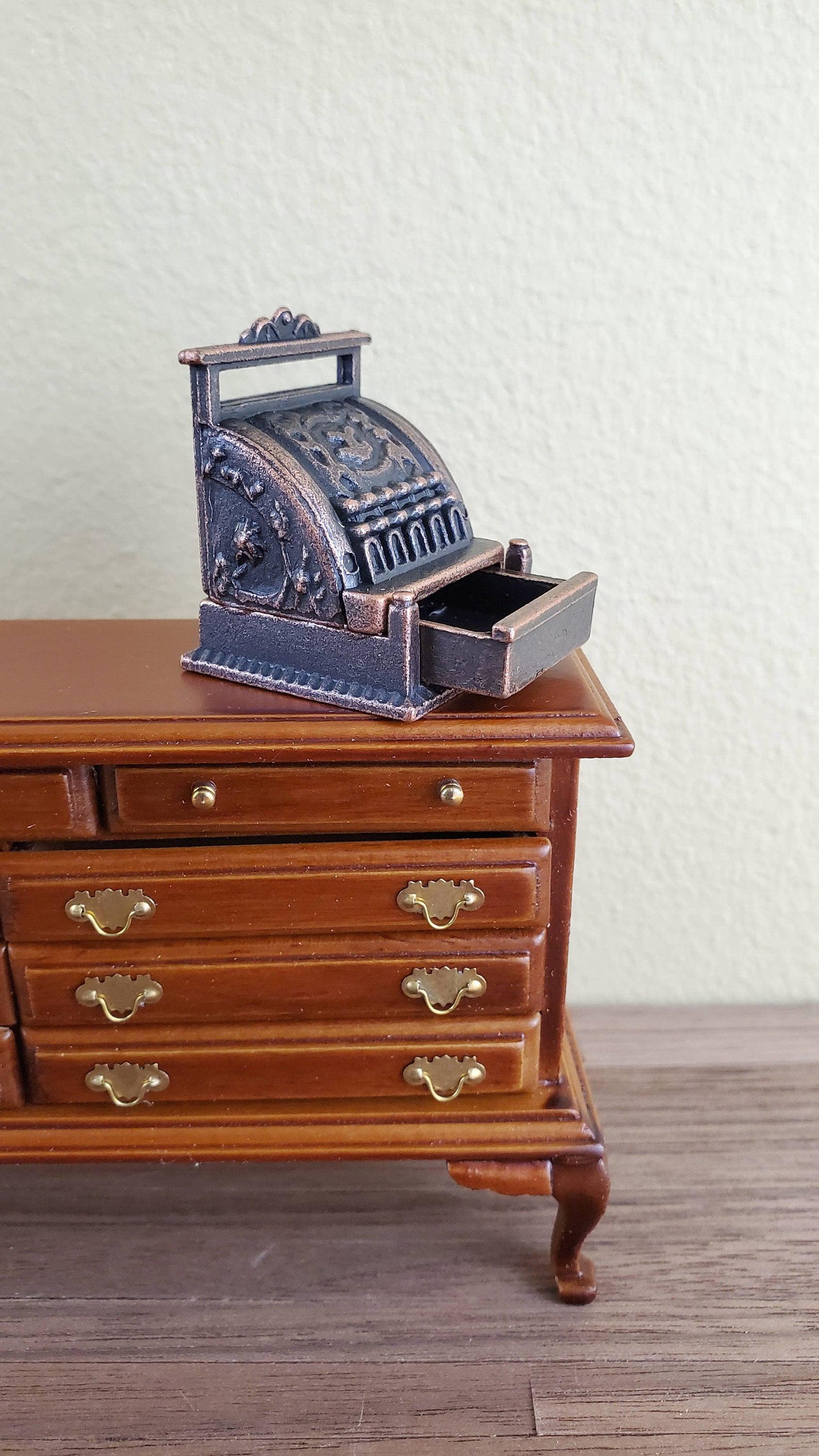Dollhouse Miniature Cash Register Till Bronze Vintage Style Metal 1:12 ...