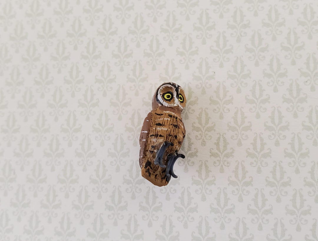 Dollhouse Tiny Owl Resin 1:12 Scale Bird 3/4 Tall Miniature Animal - Etsy