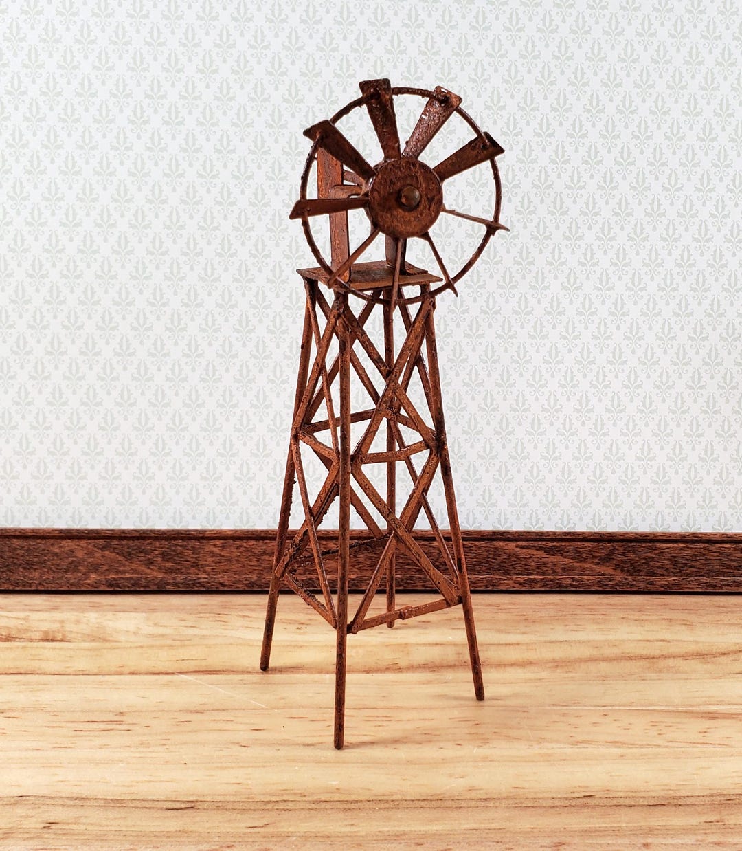 Miniature Windmill Rusted Distressed Metal Fairy Garden Model Railroad ...