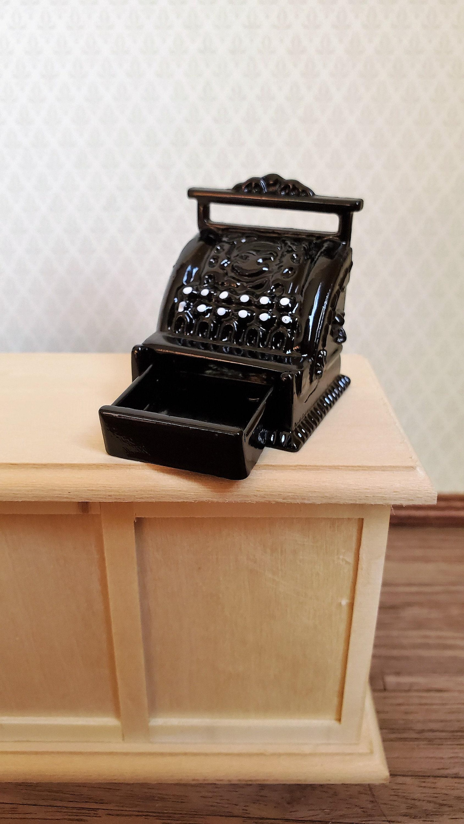 Dollhouse Miniature Cash Register Till Black Vintage Style Metal 1:12 ...