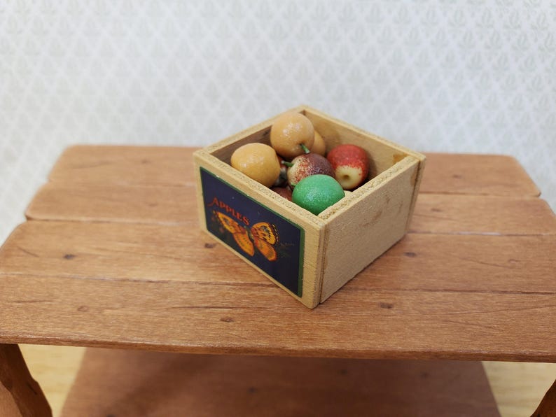 Dollhouse Wood Crate Apples Label for Fruits or Vegetables 1:12 Scale ...