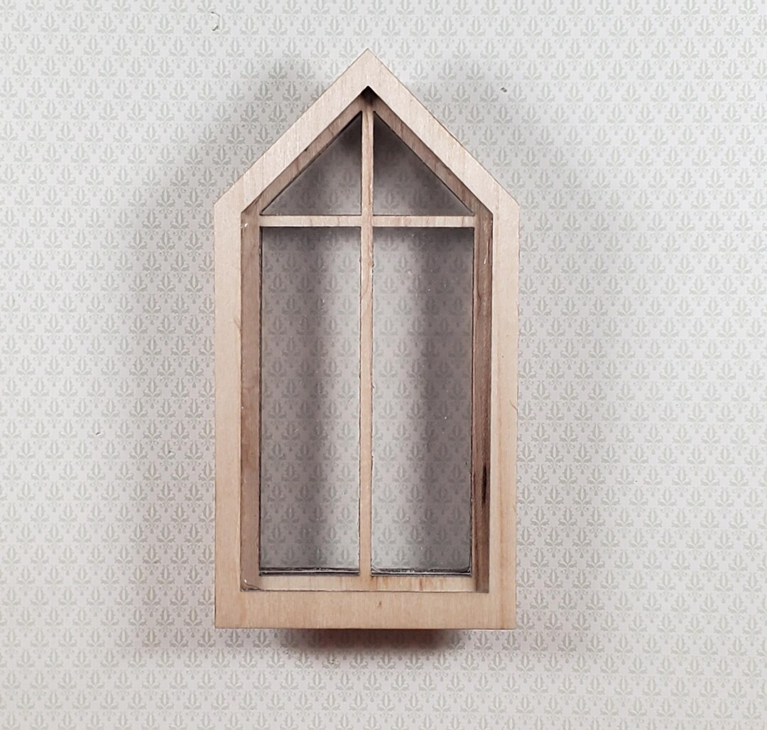 Dollhouse Peaked Window 45 Degrees Wood Acrylic 1:12 Scale Miniature by ...