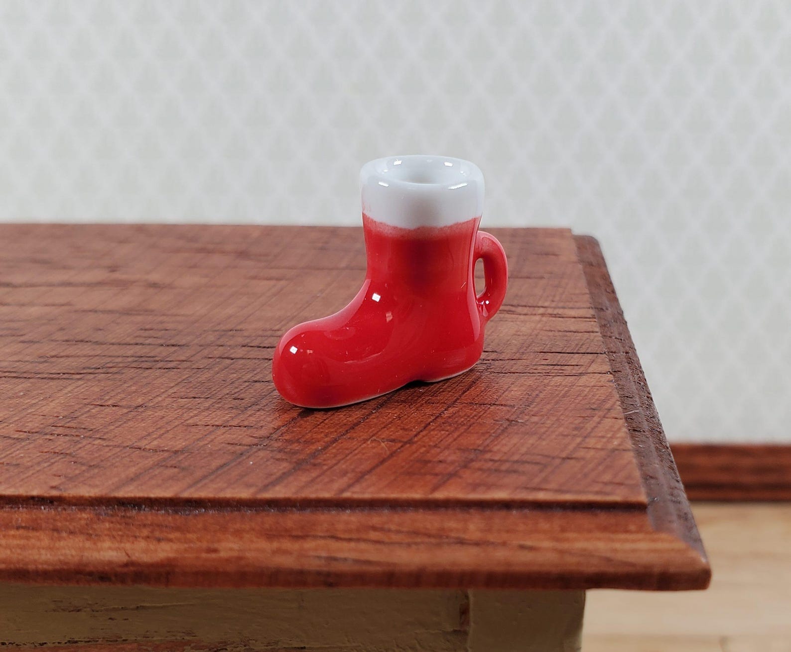 Dollhouse Santa Boot Mug or Vase 1:12 Scale Miniature Ceramic Christmas ...
