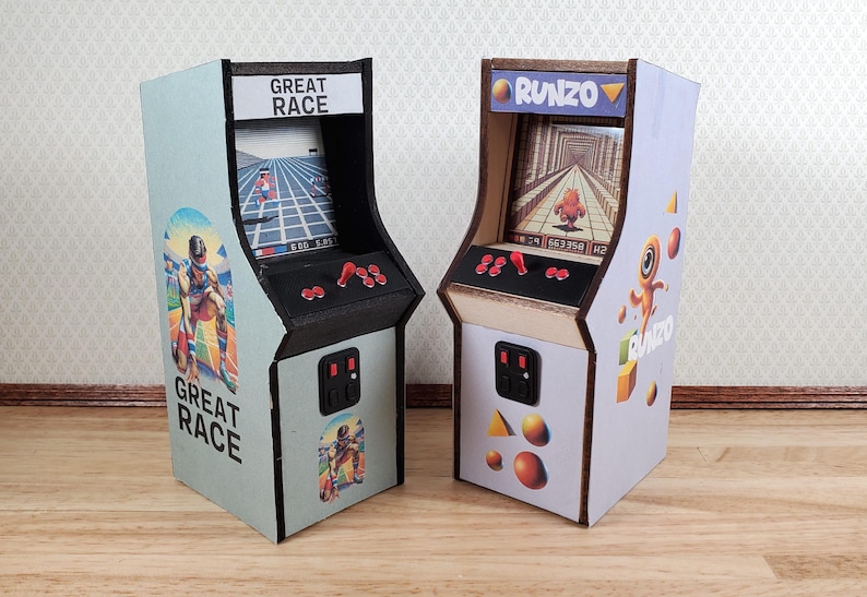 Miniature Arcade Machine DIY KIT Wood 5 1/4" Tall Includes Light ...