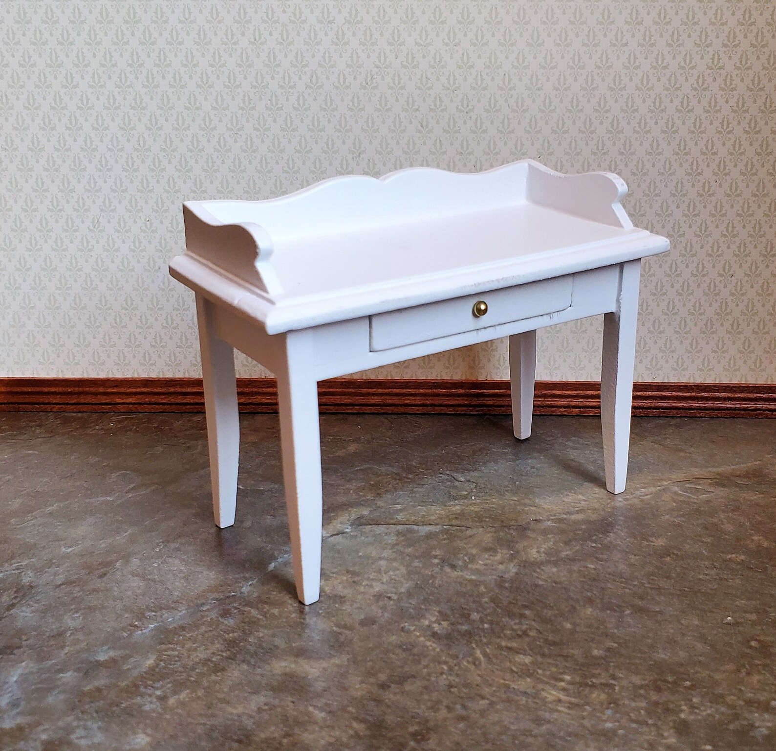 Dollhouse Miniature Writing Desk With Drawer Wood White Finish - Etsy