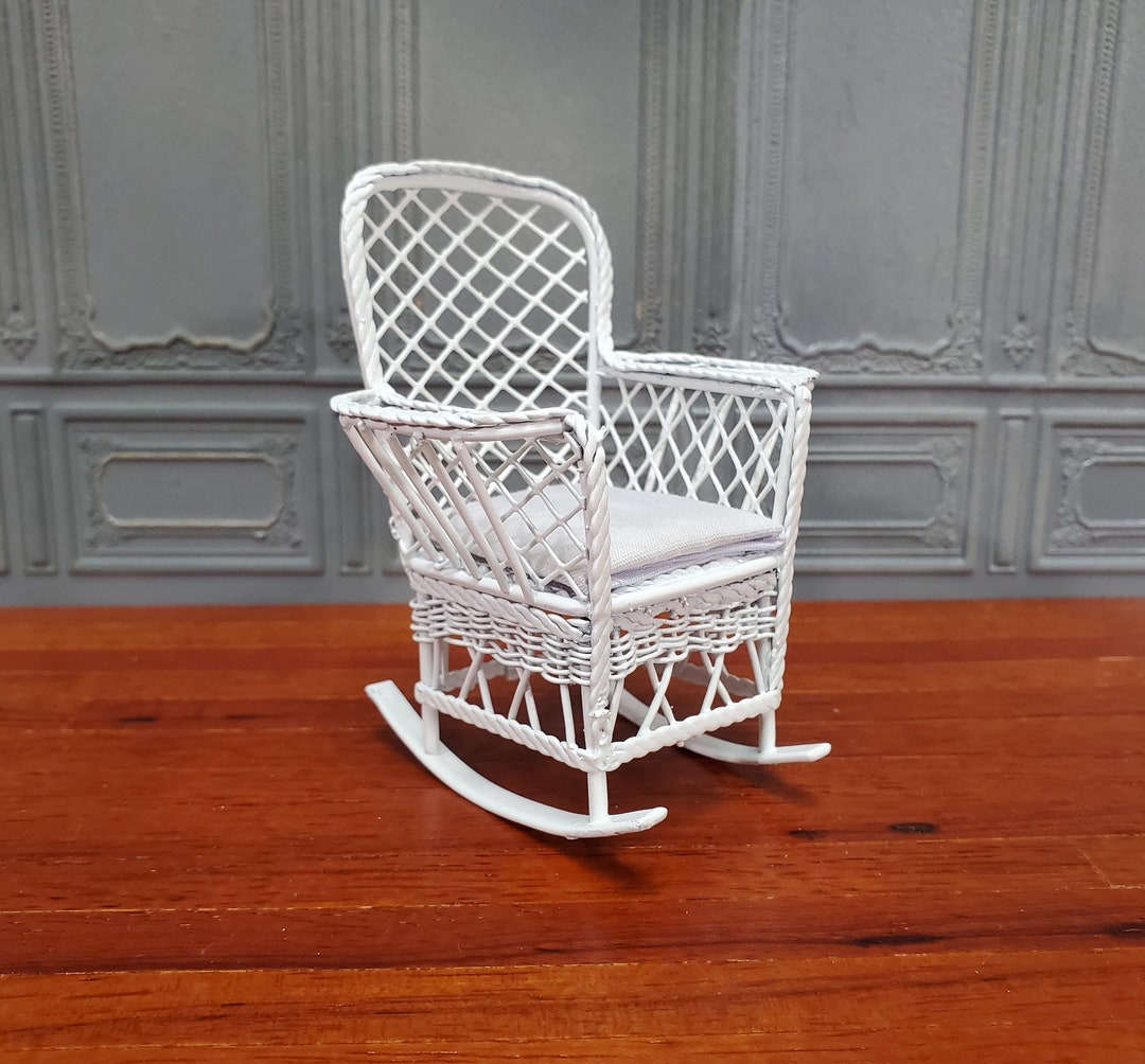 Dollhouse Rocking Chair for Patio White Metal 1:12 Scale Miniature ...