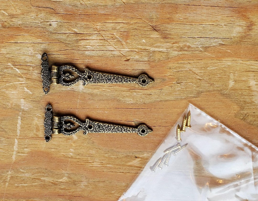 Dollhouse Miniature Hinge Large Antique Style Bronze 1:12 Scale ...