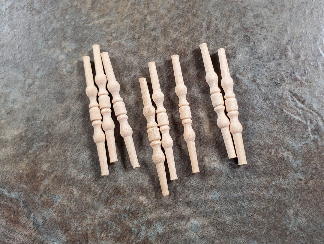 Dollhouse Miniature Spindles Small Wood 8 Pieces 1:12 Scale 1 1/4 ...
