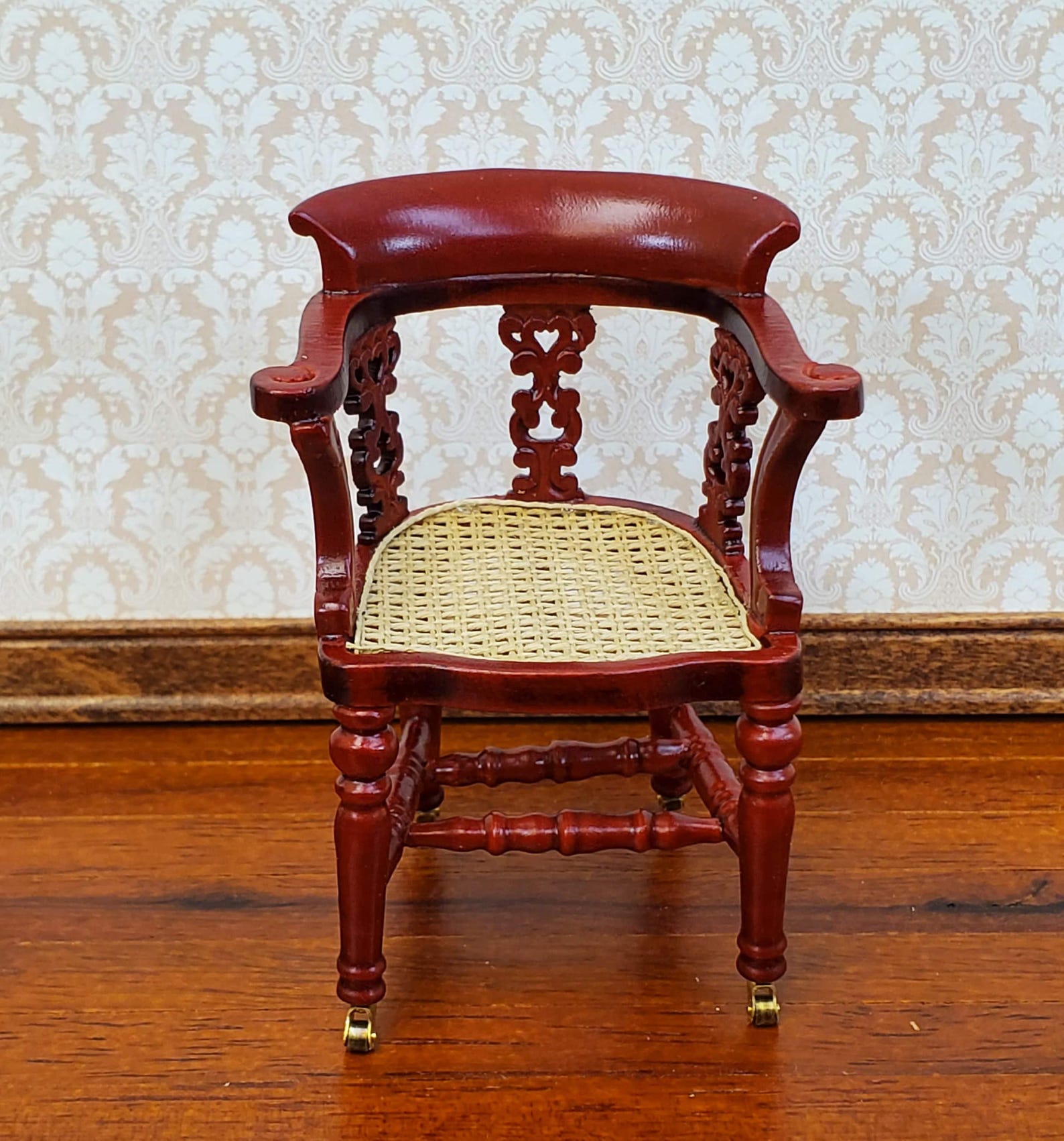 Dollhouse Dicken's Writing Chair Mahogany Finish Cane Seat 1:12 Scale ...