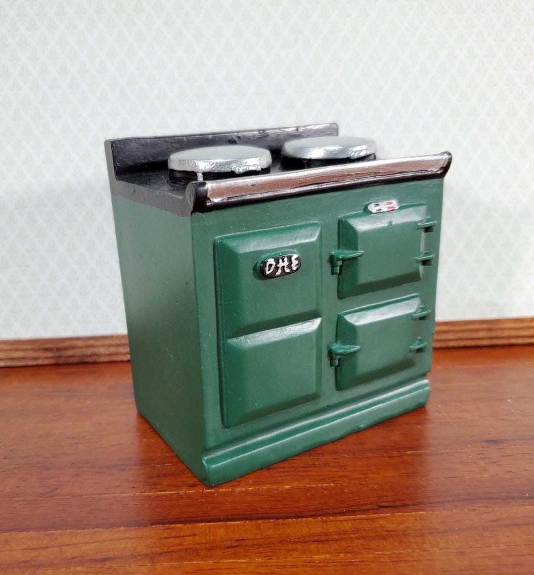 Dollhouse AGA Style Cooker Stove Oven Green 1:12 Scale Miniature ...
