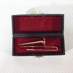Miniature Trombone 3 1/4 Instrument Prop Model 1:12 Scale Metal With ...