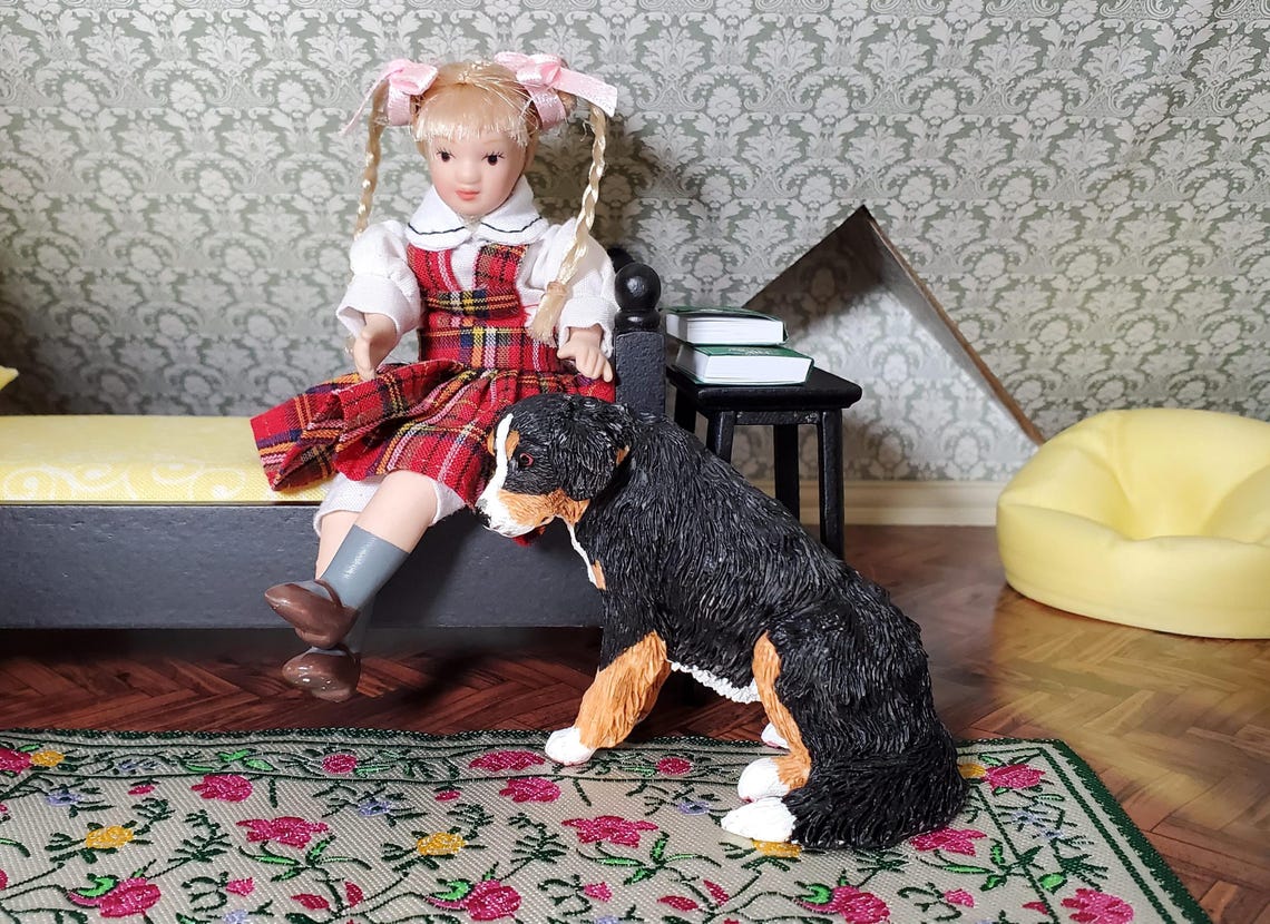 Dollhouse Bernese Mountain Dog Pet 1:12 Scale Miniature Animal - Etsy