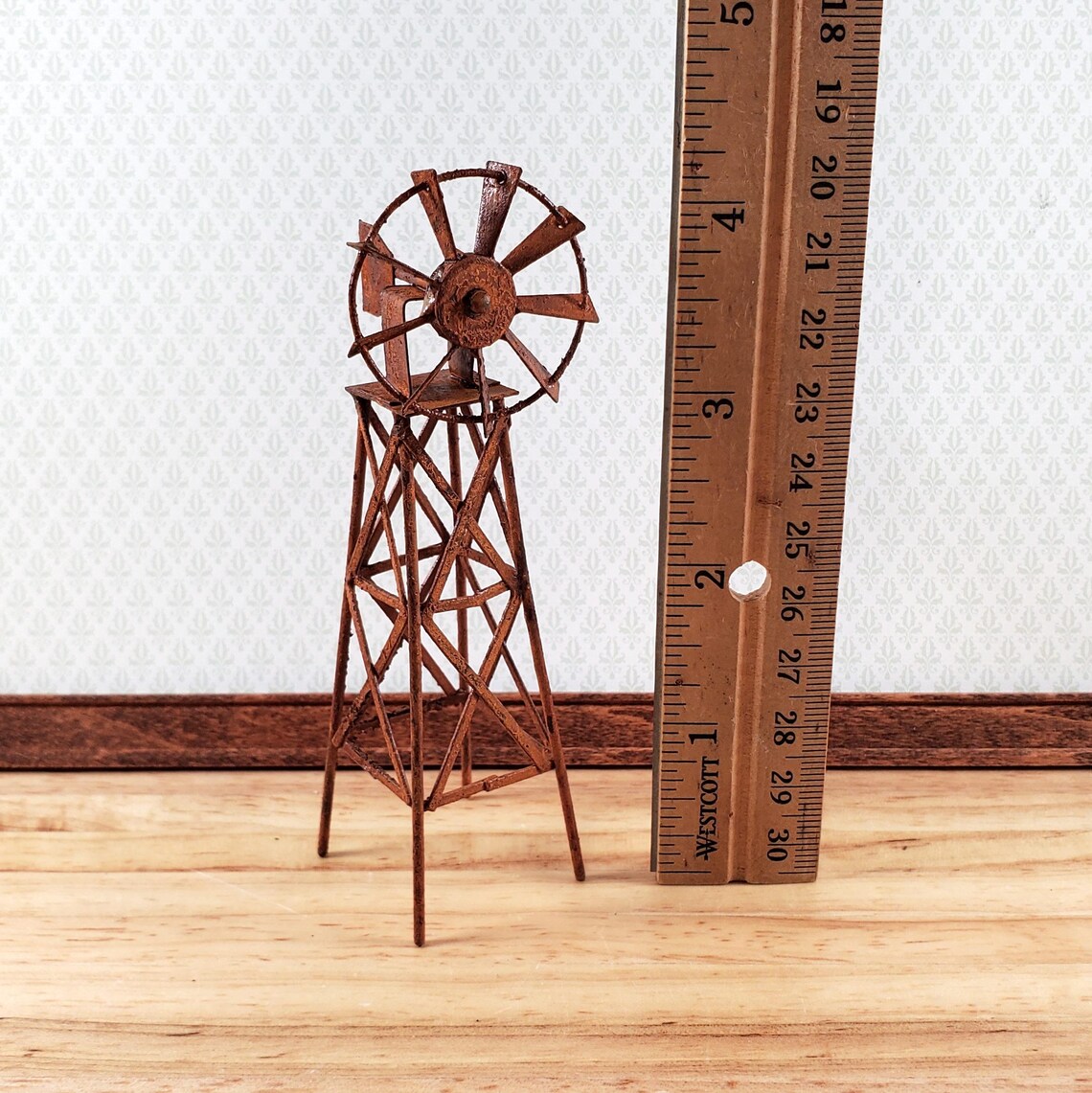 Miniature Windmill Rusted Distressed Metal Fairy Garden Model Railroad ...