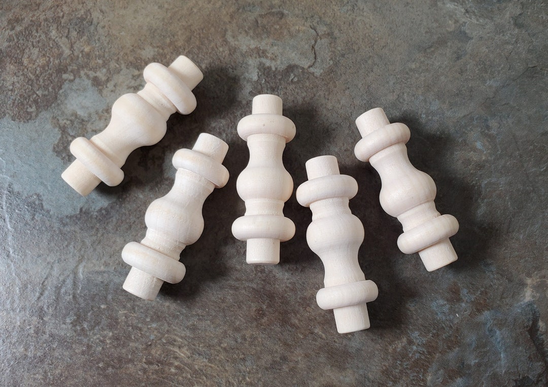 Spindles Fancy Dowels Set of 5 Wood Pieces 2 Tall DIY Miniature Side ...