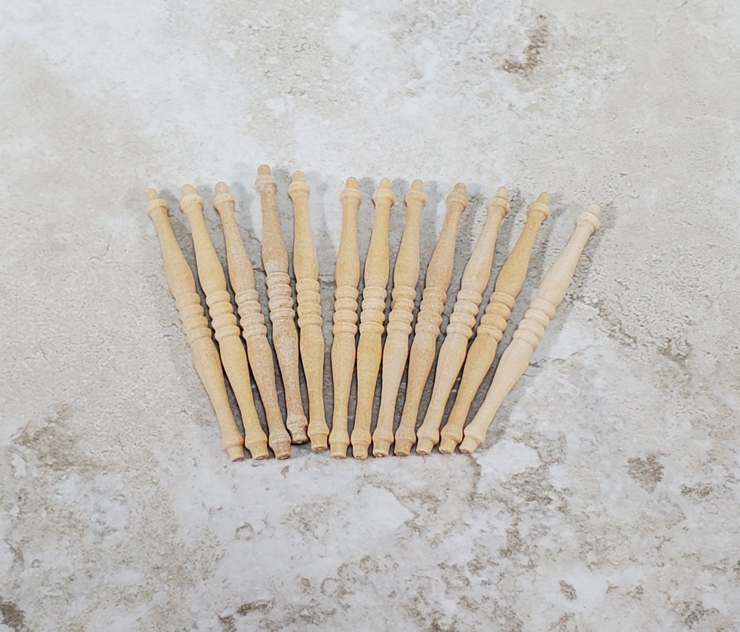 Small Miniature Spindles Thin Turned Wood for Building 12 Pieces 1 7/8 ...