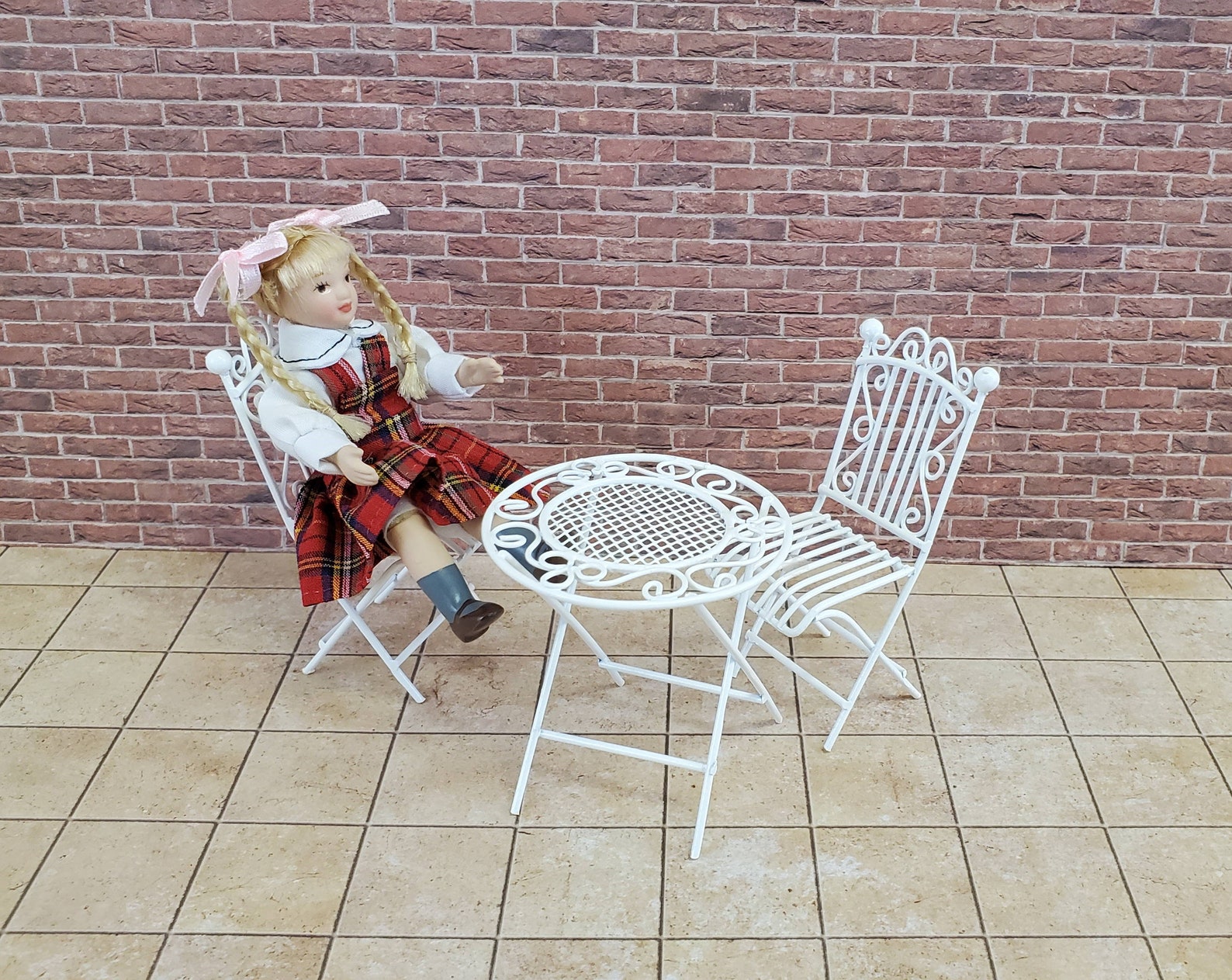 Dollhouse Miniature Patio Set Metal Table 2 Chairs 1:12 Scale | Etsy